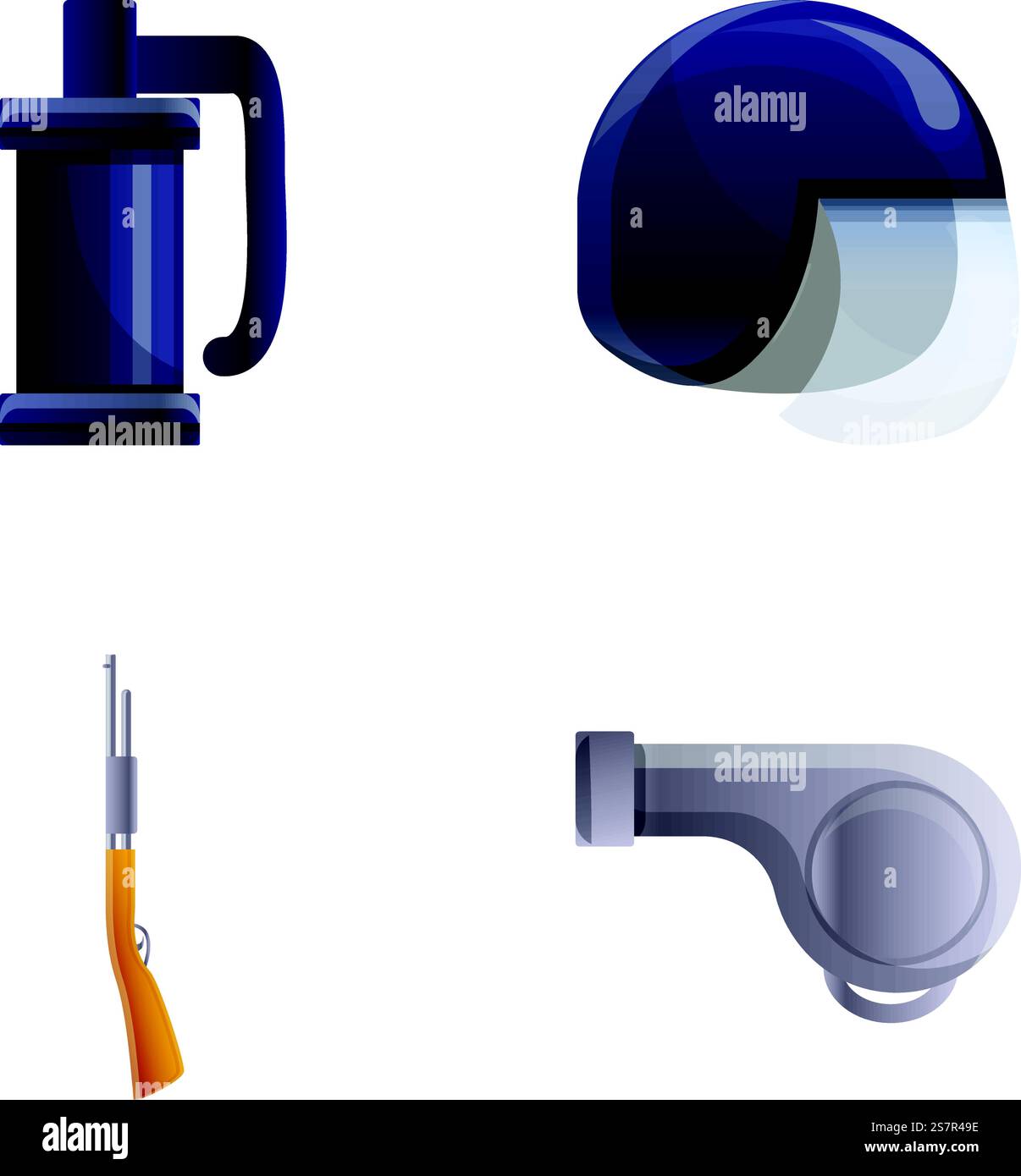 Police equipment icons set cartoon vector. Police professional ...