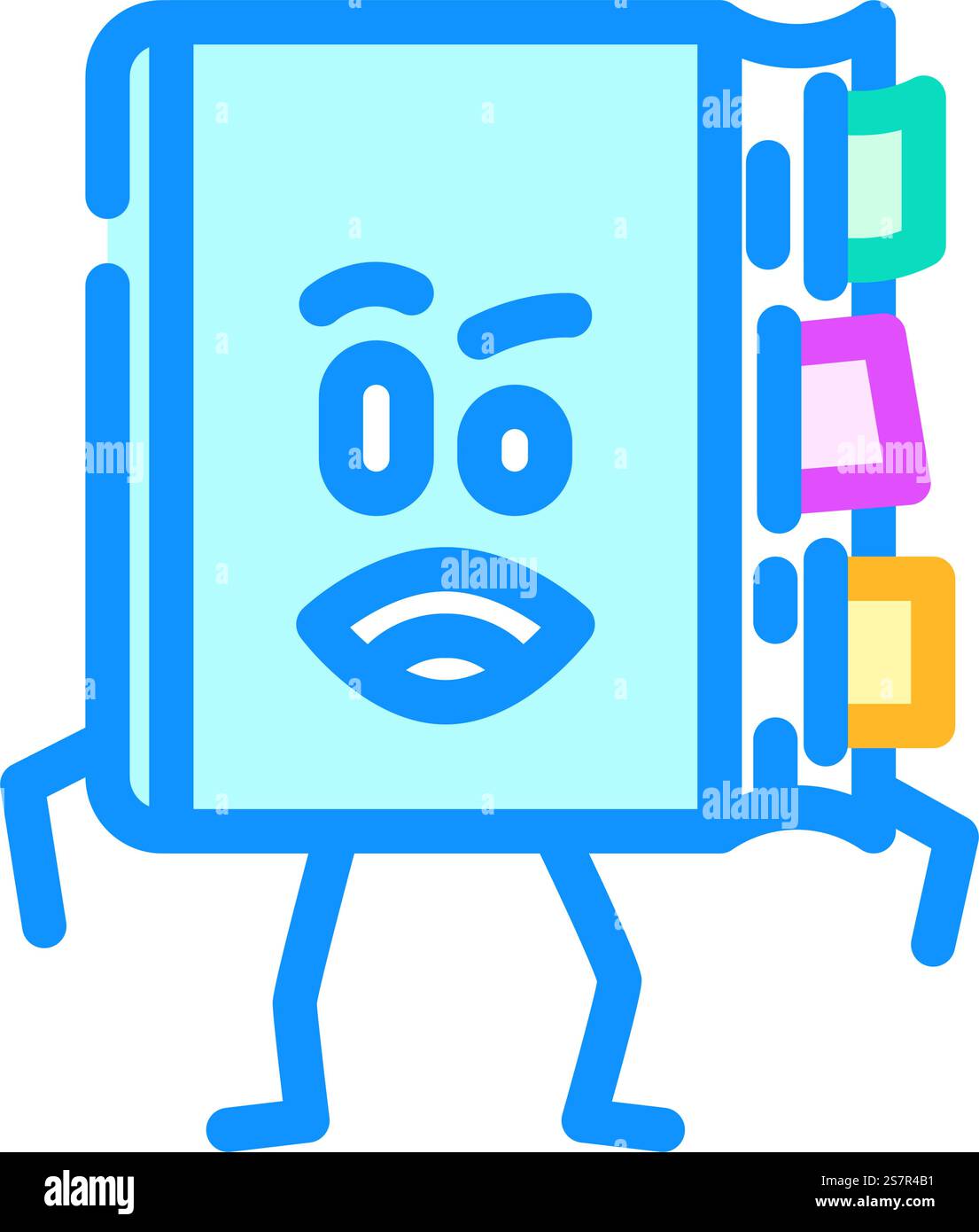 flat happy book character color icon vector. flat happy book character ...