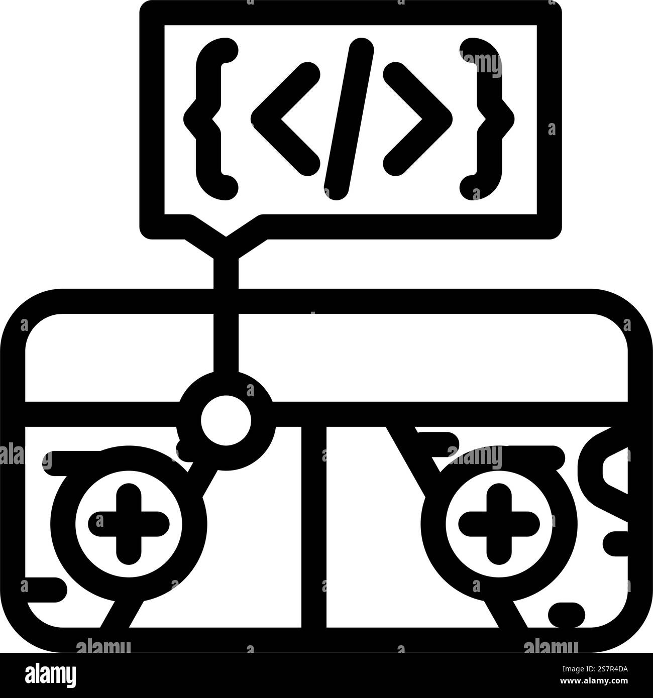 Mobile Game Development Line Icon Vector Mobile Game Development Sign Isolated Contour Symbol