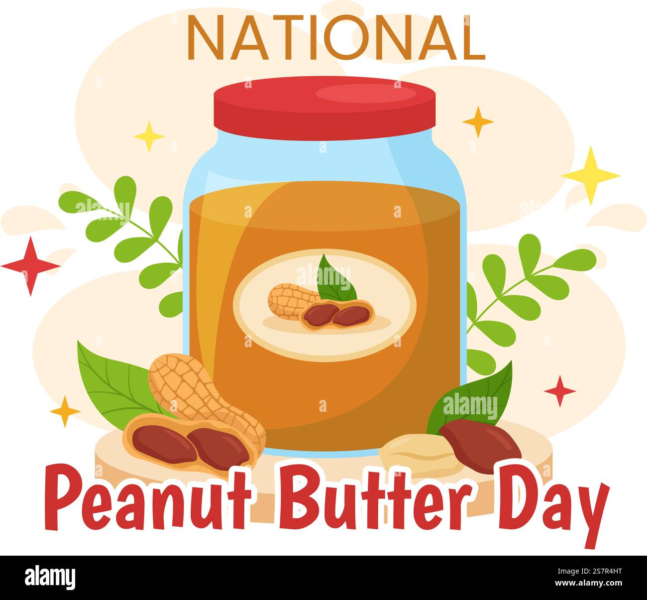 National Peanut Butter Day Vector Illustration on 24 January with Jar ...