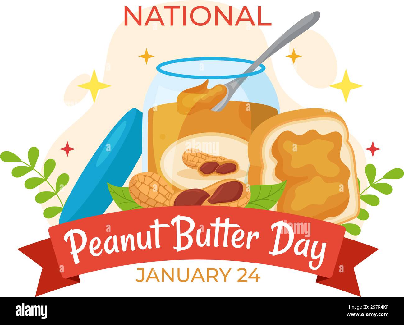 National Peanut Butter Day Vector Illustration on 24 January with Jar ...