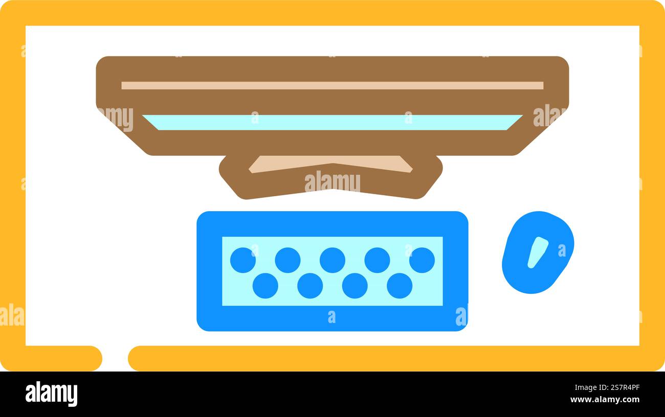 computer table monitor top view color icon vector. computer table ...