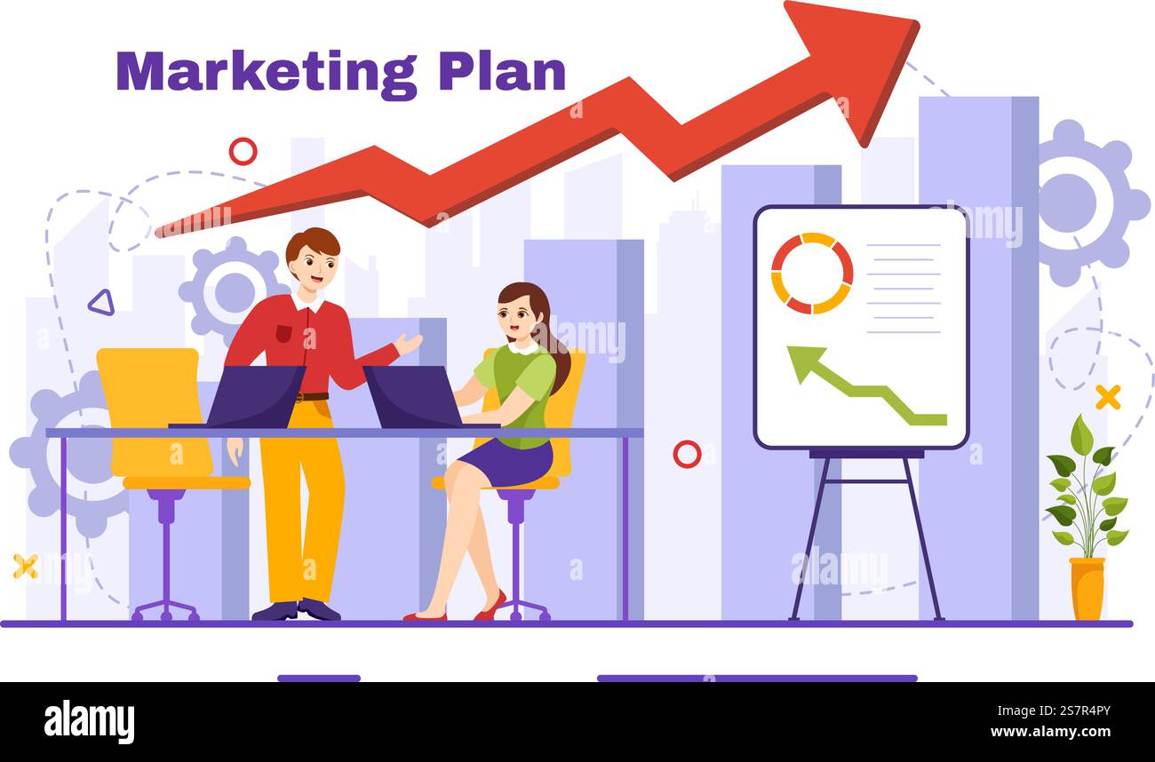 Marketing Plan and Business Strategy Vector Illustration with Effective ...