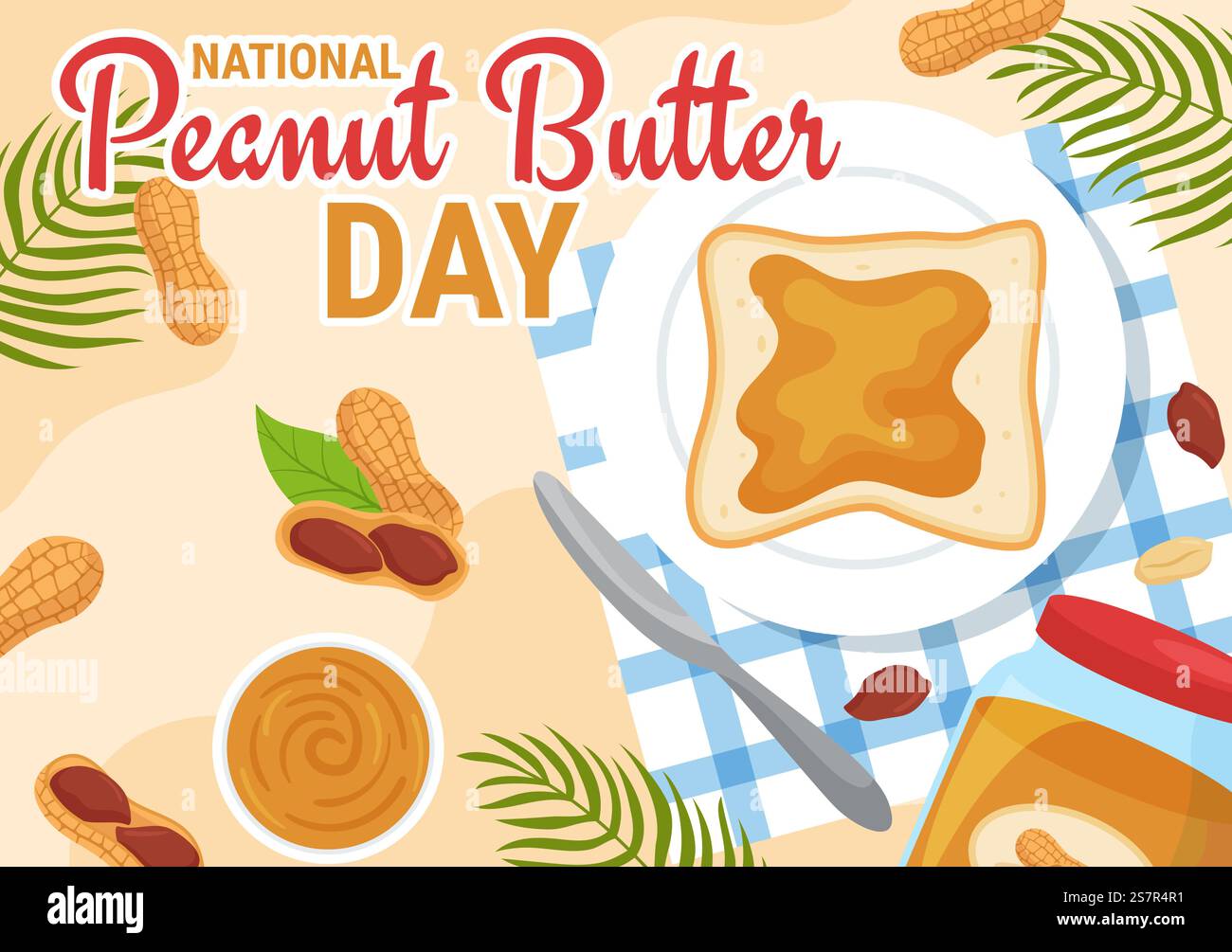 National Peanut Butter Day Vector Illustration on 24 January with Jar ...