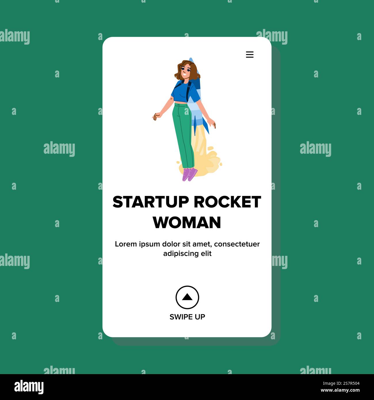 flat startup rocket woman vector. business success, creative innovation ...