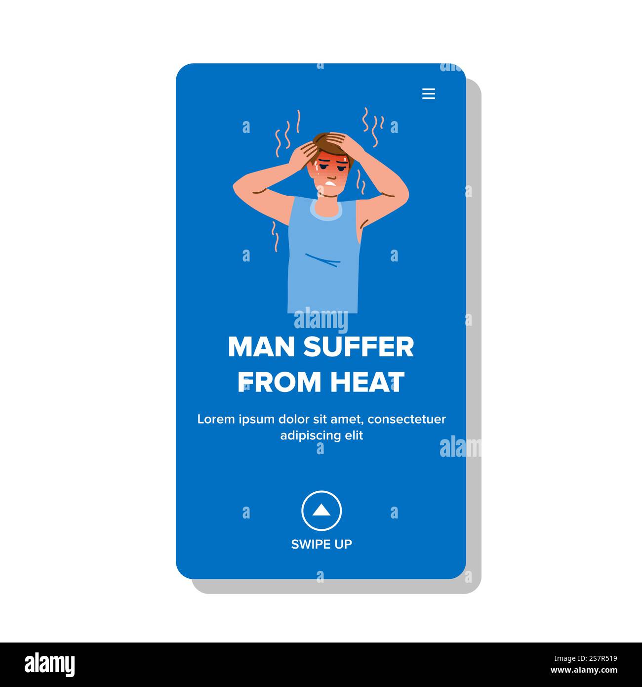 hot man suffer from heat vector. web flat, hot summer, young sweat hot ...