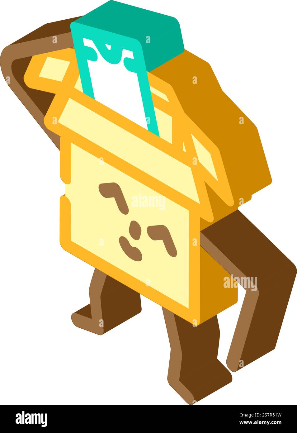 take out cardboard box character isometric icon vector. take out ...