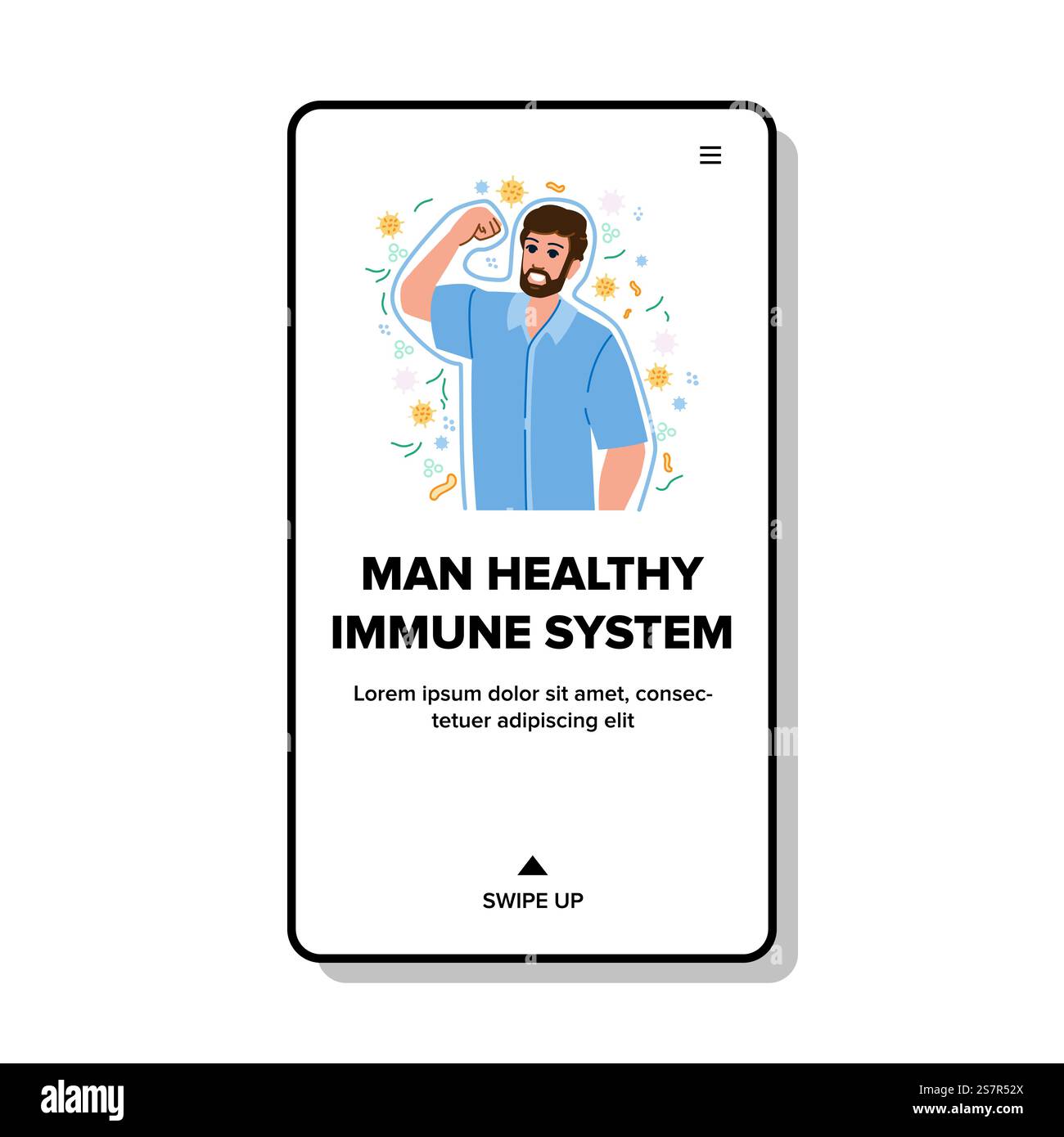 flat man healthu immune system vector. virus health, prevention ...