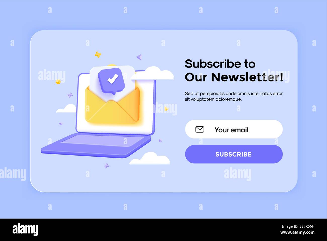 Subscribe to newsletter banner template with laptop and letter envelope ...