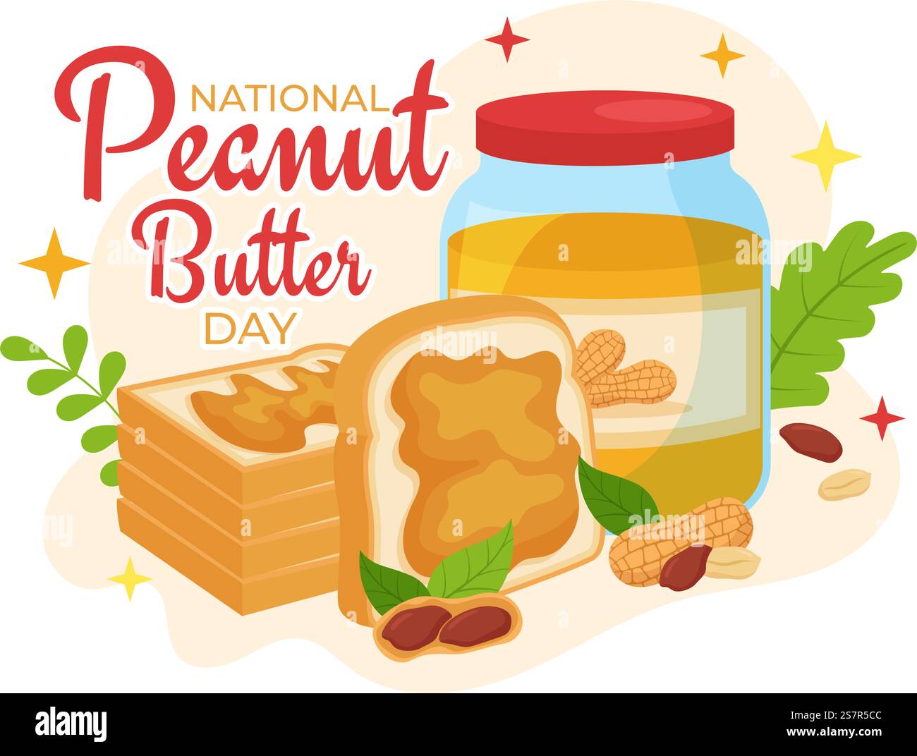 National Peanut Butter Day Vector Illustration on 24 January with Jar ...