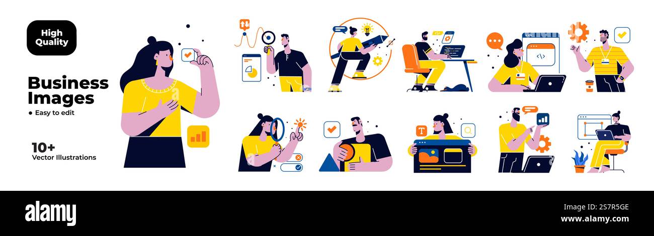 Business Concept illustrations. Mega set. Collection of scenes with men ...