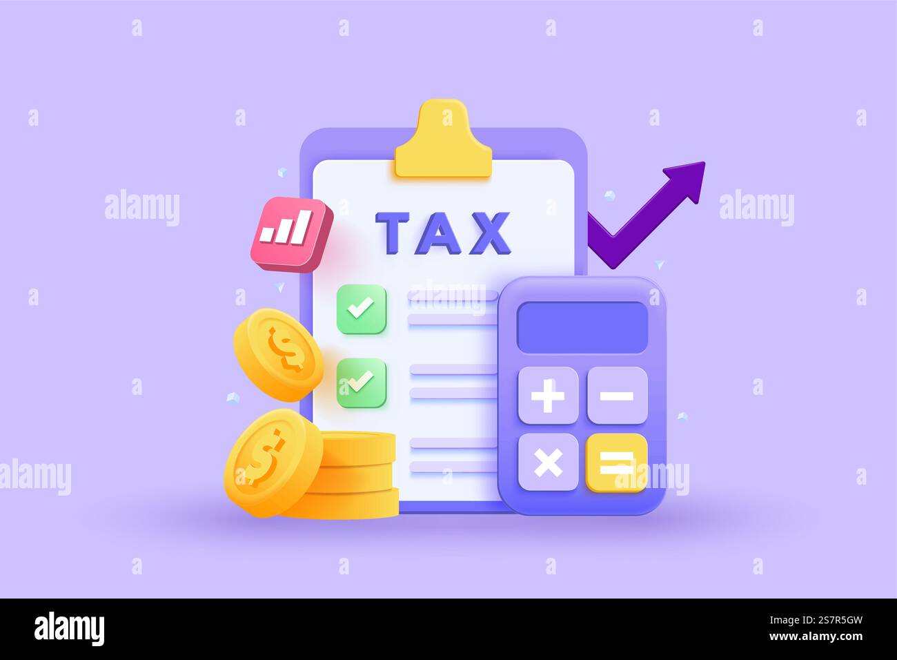 Tax payment and business tax concept. Coin stacks, calculator and tax ...