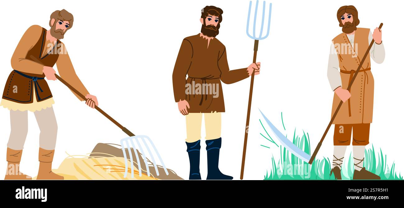 ancient medieval farmer vector. historic art, set historical, story old ...