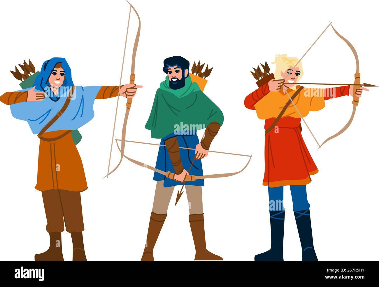 arrow archer medieval vector. y bow, traditional soldier, weapon ...