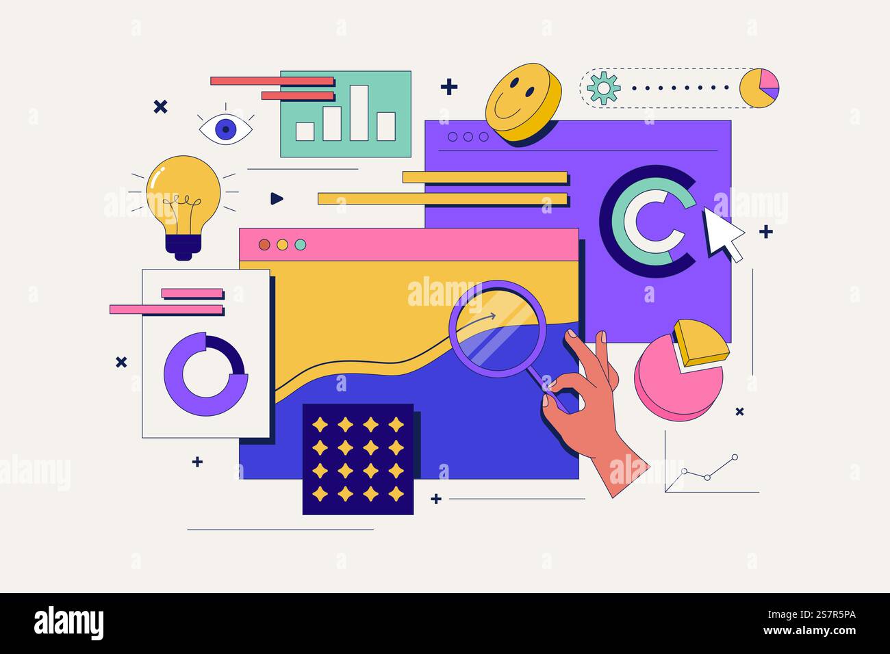 Data analytics or marketing seo optimization illustration concept with abstract infographics ...