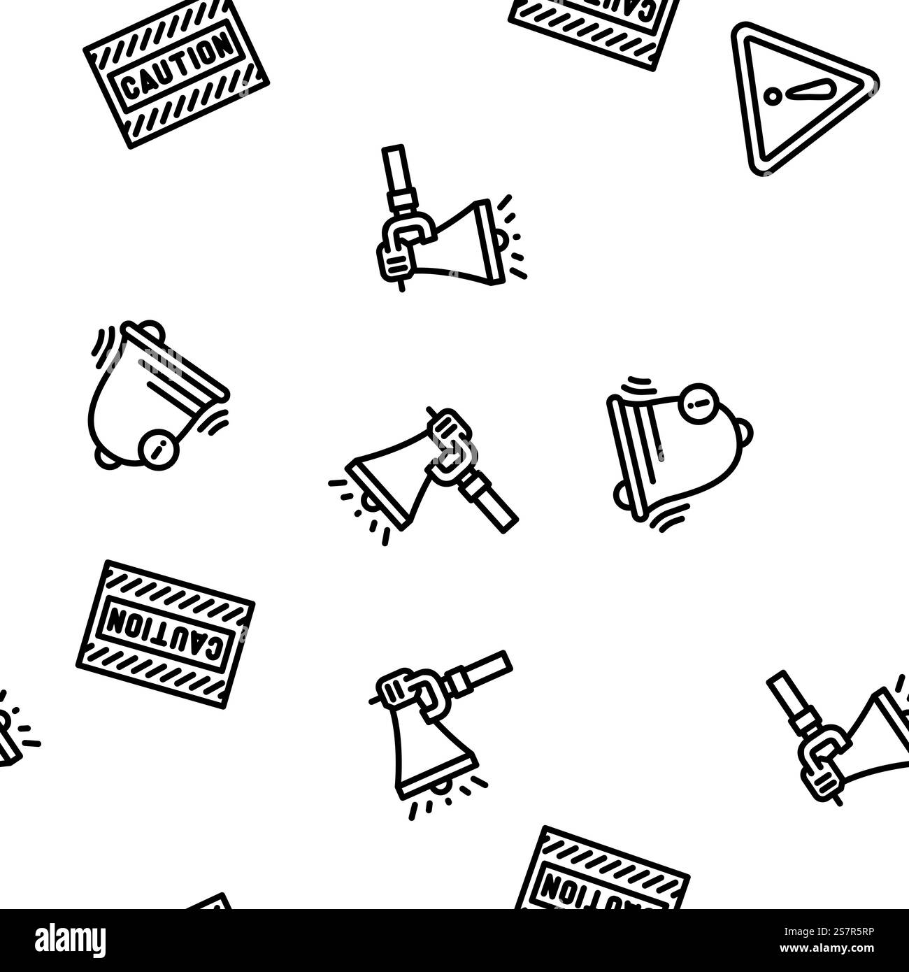 alert caution error danger vector seamless pattern thin line ...