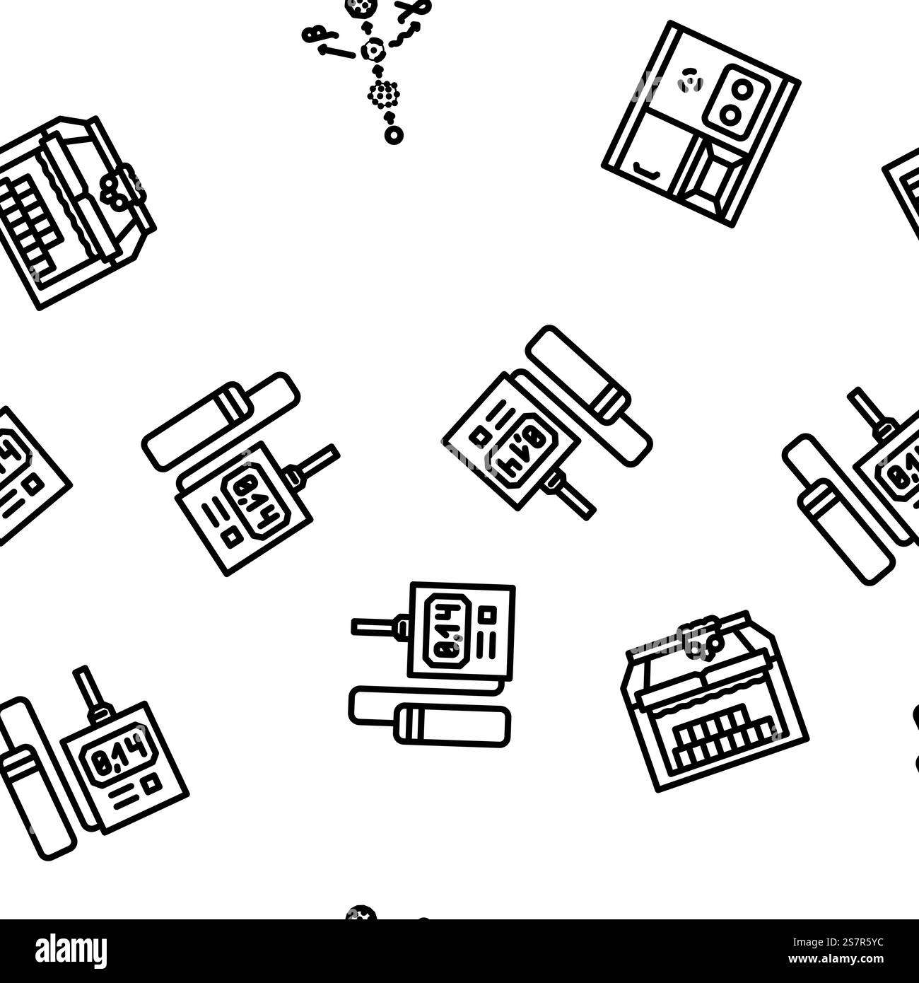 nuclear energy power reactor vector seamless pattern thin line ...