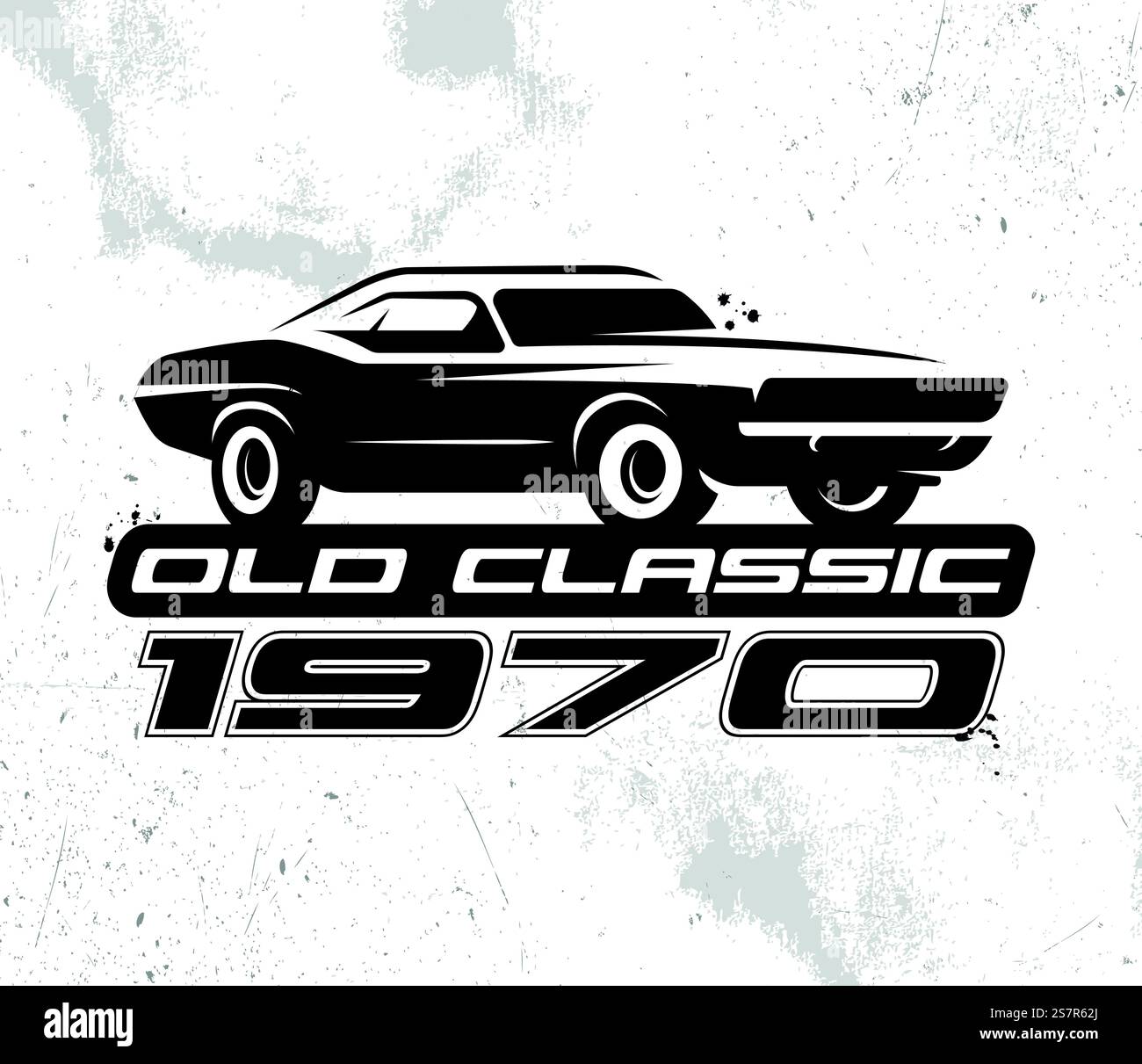 Muscle car illustration. Old classic car t-shirt print, logo, emblem ...