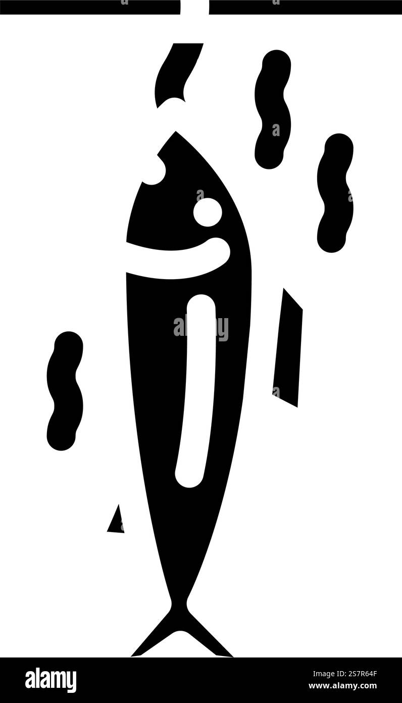 fish smoked glyph icon vector. fish smoked sign. isolated symbol ...