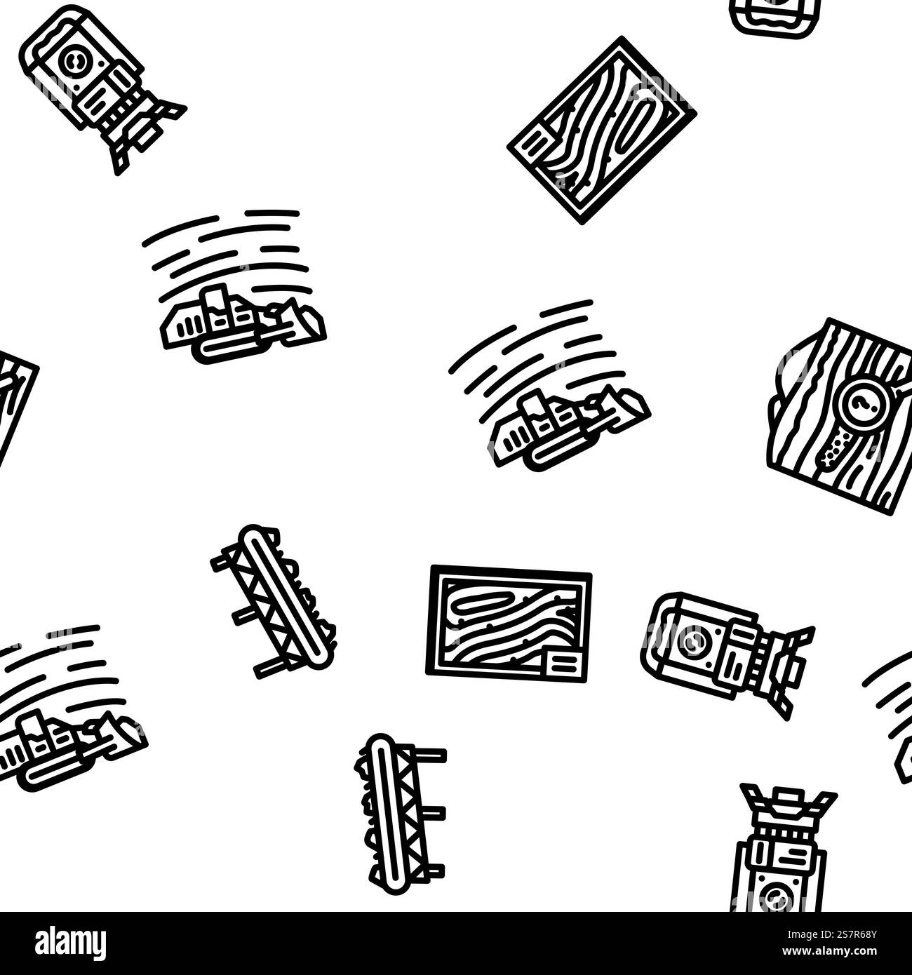 mining engineer industry vector seamless pattern thin line illustration ...