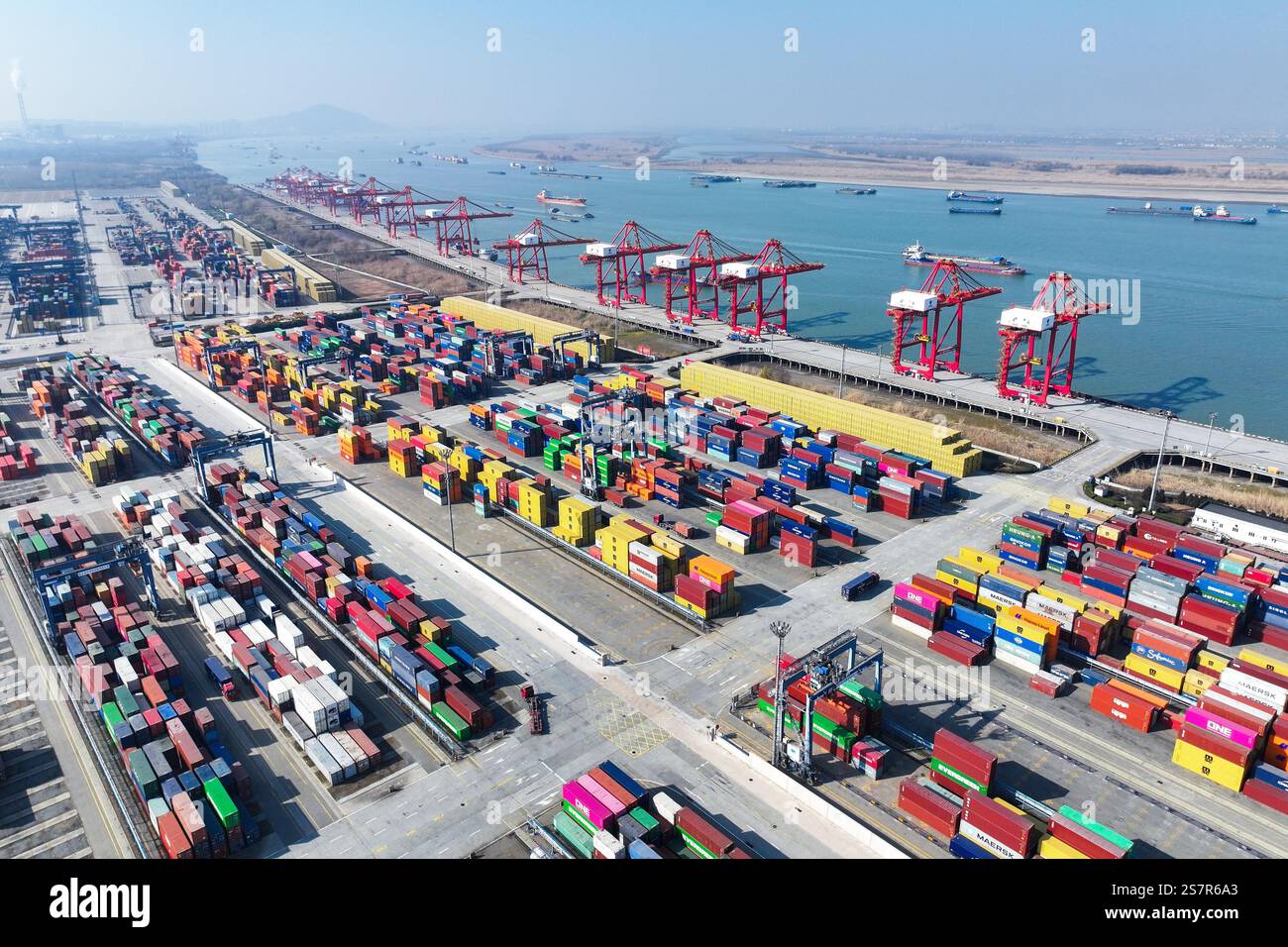Aerial photo shows the Longtan Port in Nanjing City, east China's ...