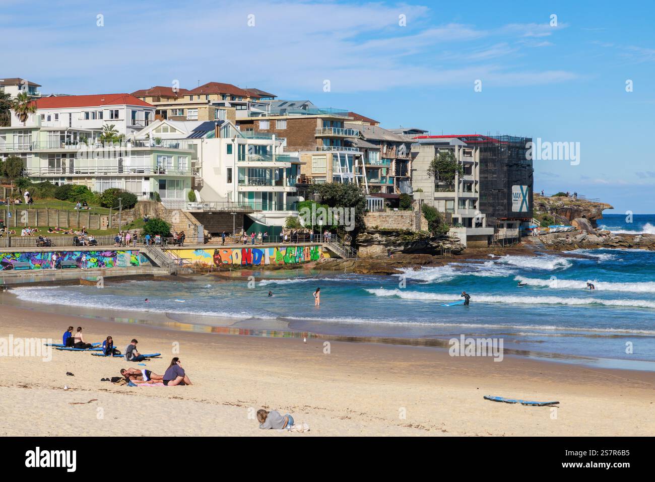 North Bondi Beach, Sydney, Australia, looking toward the buildings on ...