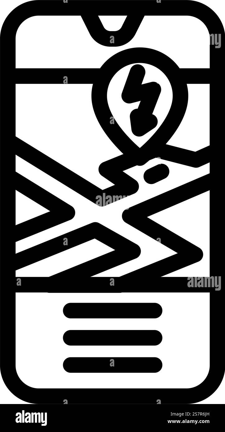 ev charging map electric line icon vector. ev charging map electric ...