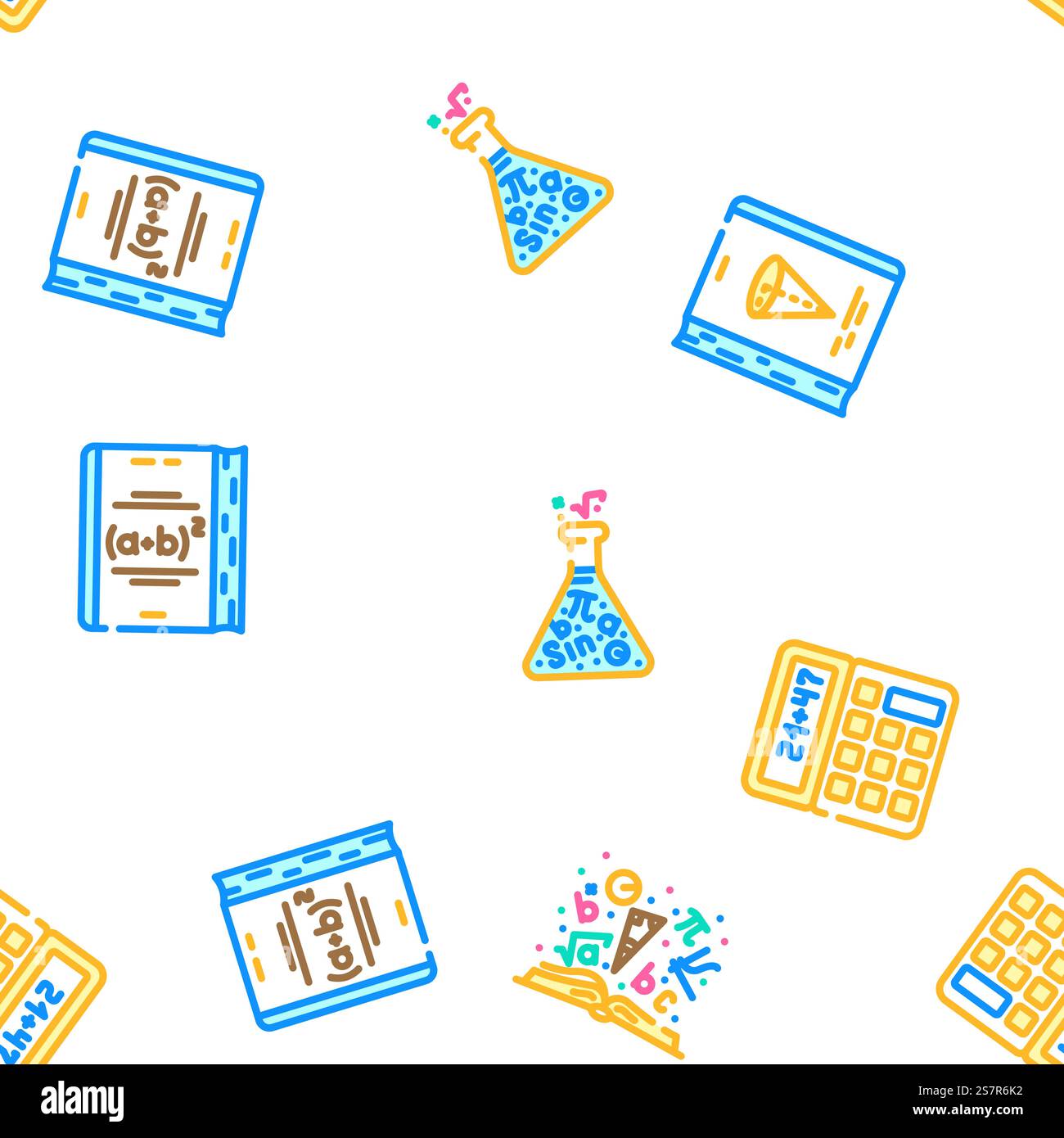 math science education school vector seamless pattern thin line ...