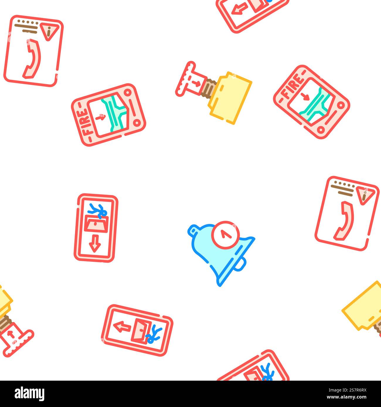 alert caution error danger vector seamless pattern thin line ...