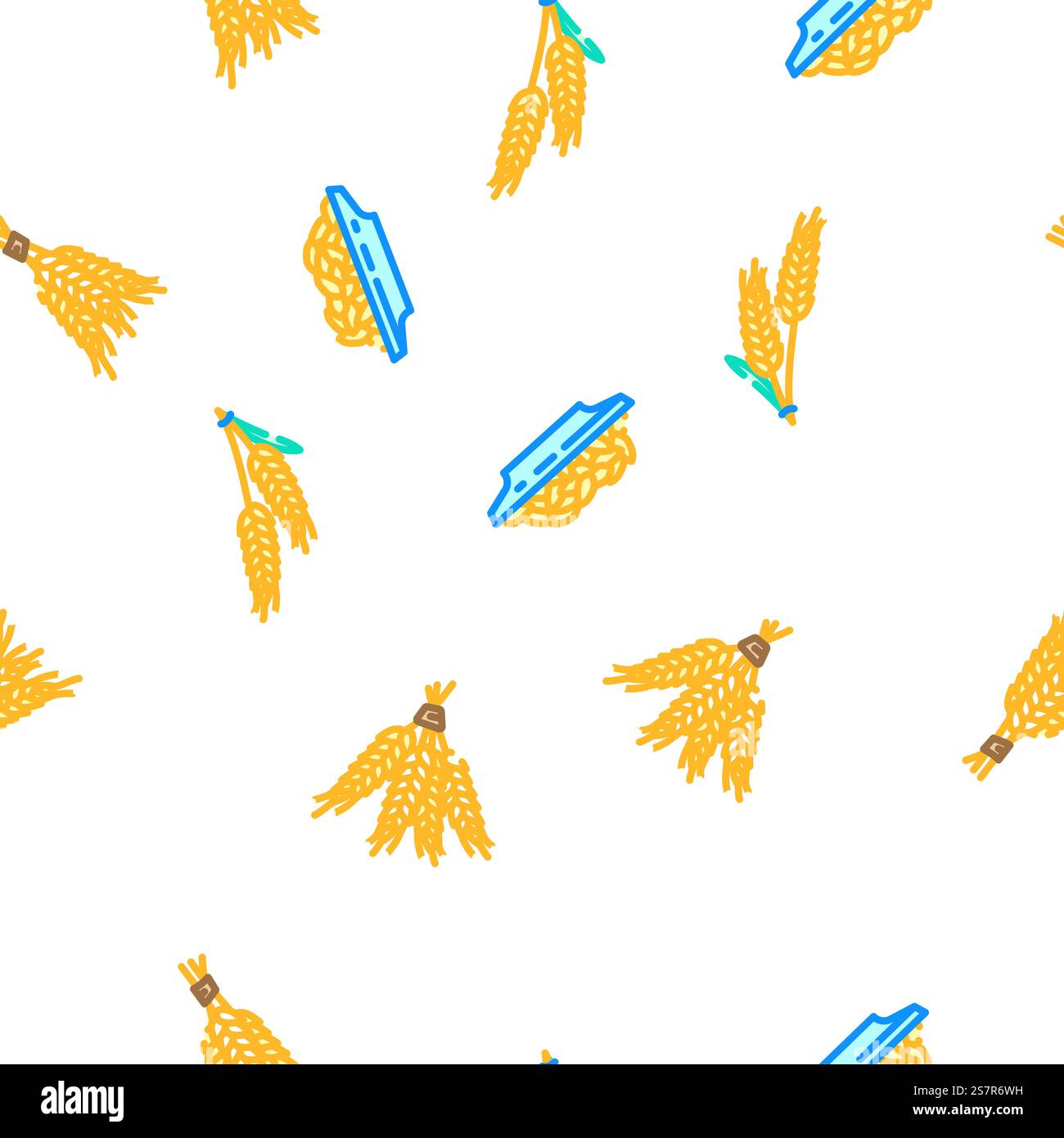 barley grain wheat vector seamless pattern thin line illustration ...