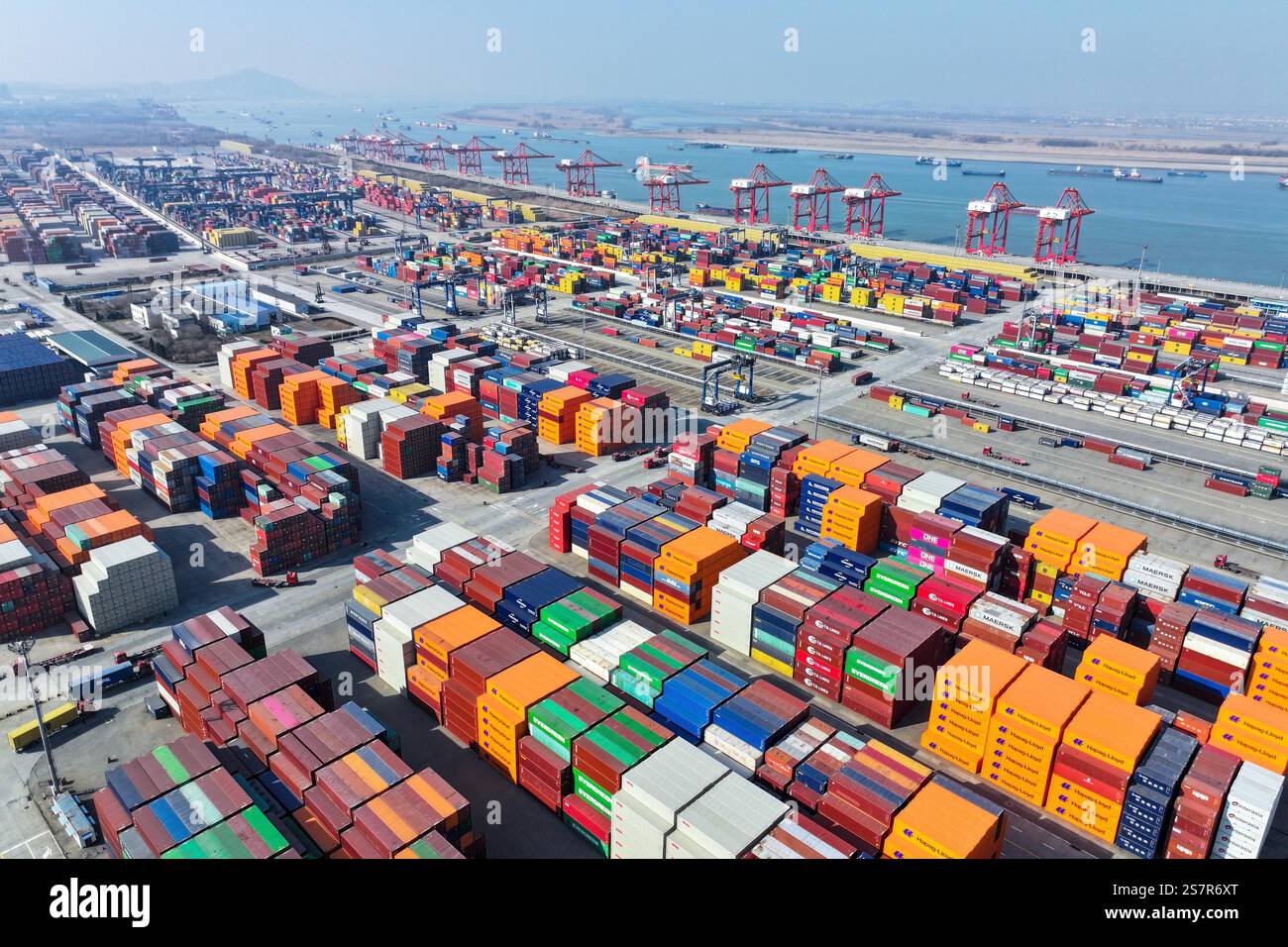 Aerial photo shows the Longtan Port in Nanjing City, east China's ...