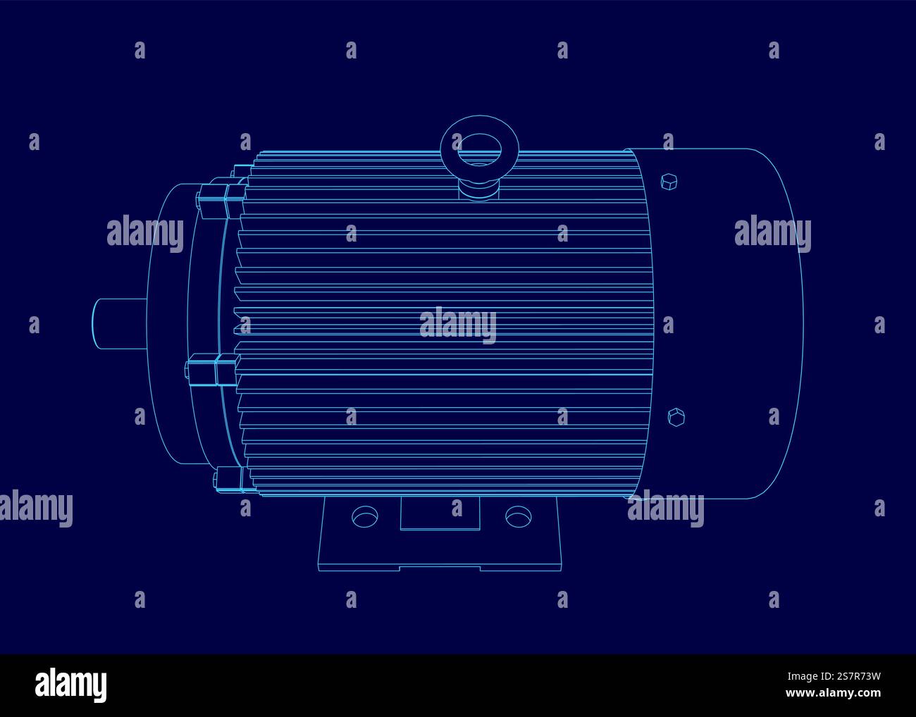Blue drawing of a motor. The motor is shown in a blue drawing Stock ...