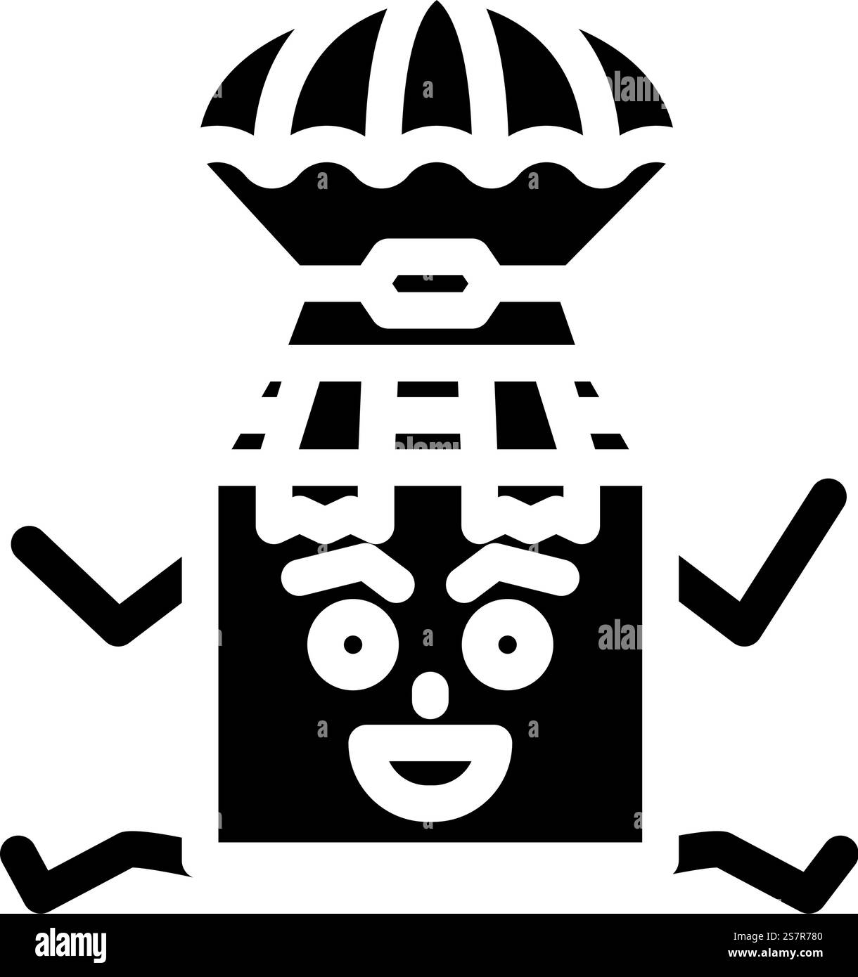parachute flying cardboard box character glyph icon vector. parachute ...