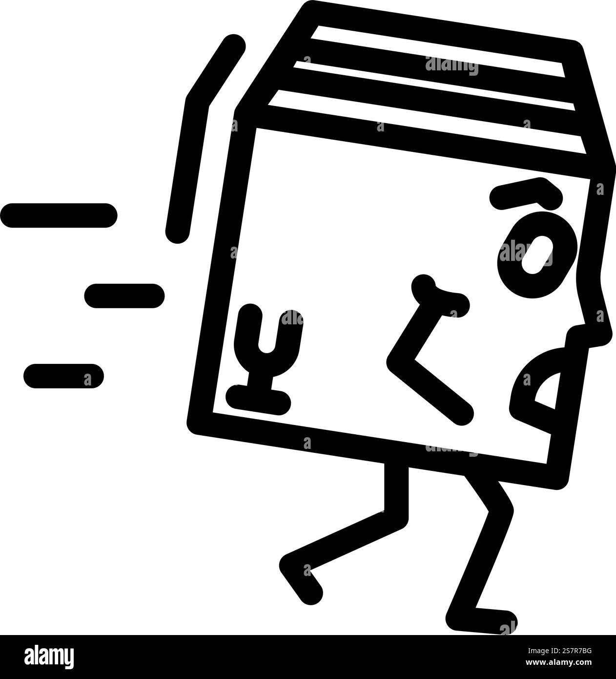 run cardboard box character line icon vector. run cardboard box ...