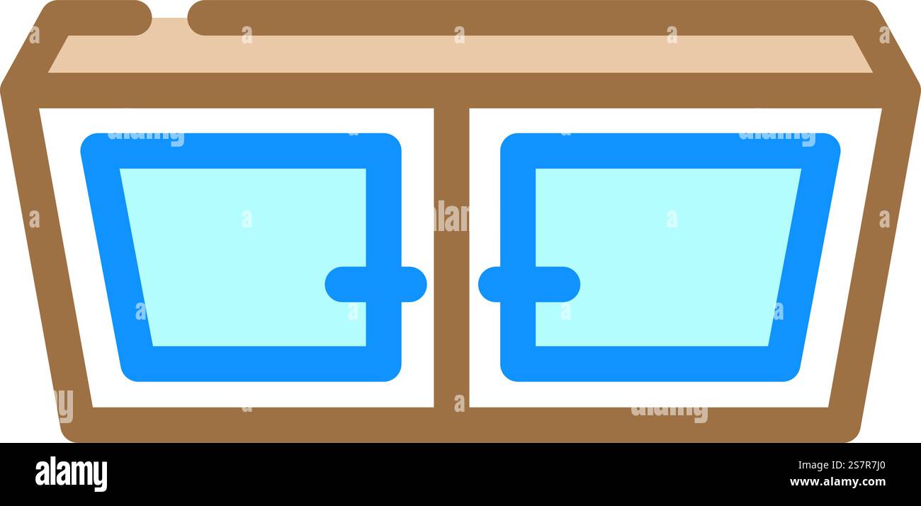 window top view color icon vector. window top view sign. isolated ...