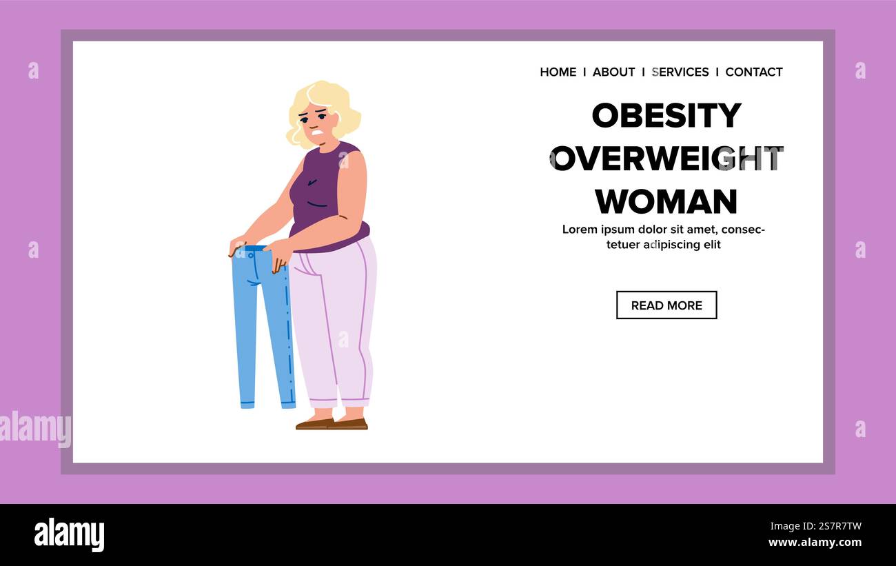 female obesity overweight woman vector. fat obese, concept adult ...