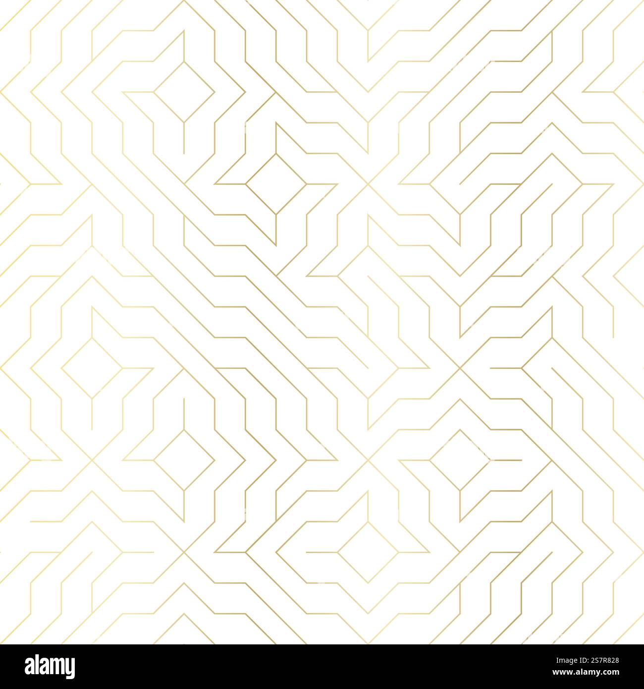Seamless vector geometric golden line pattern. Abstract background with gold texture on white ...