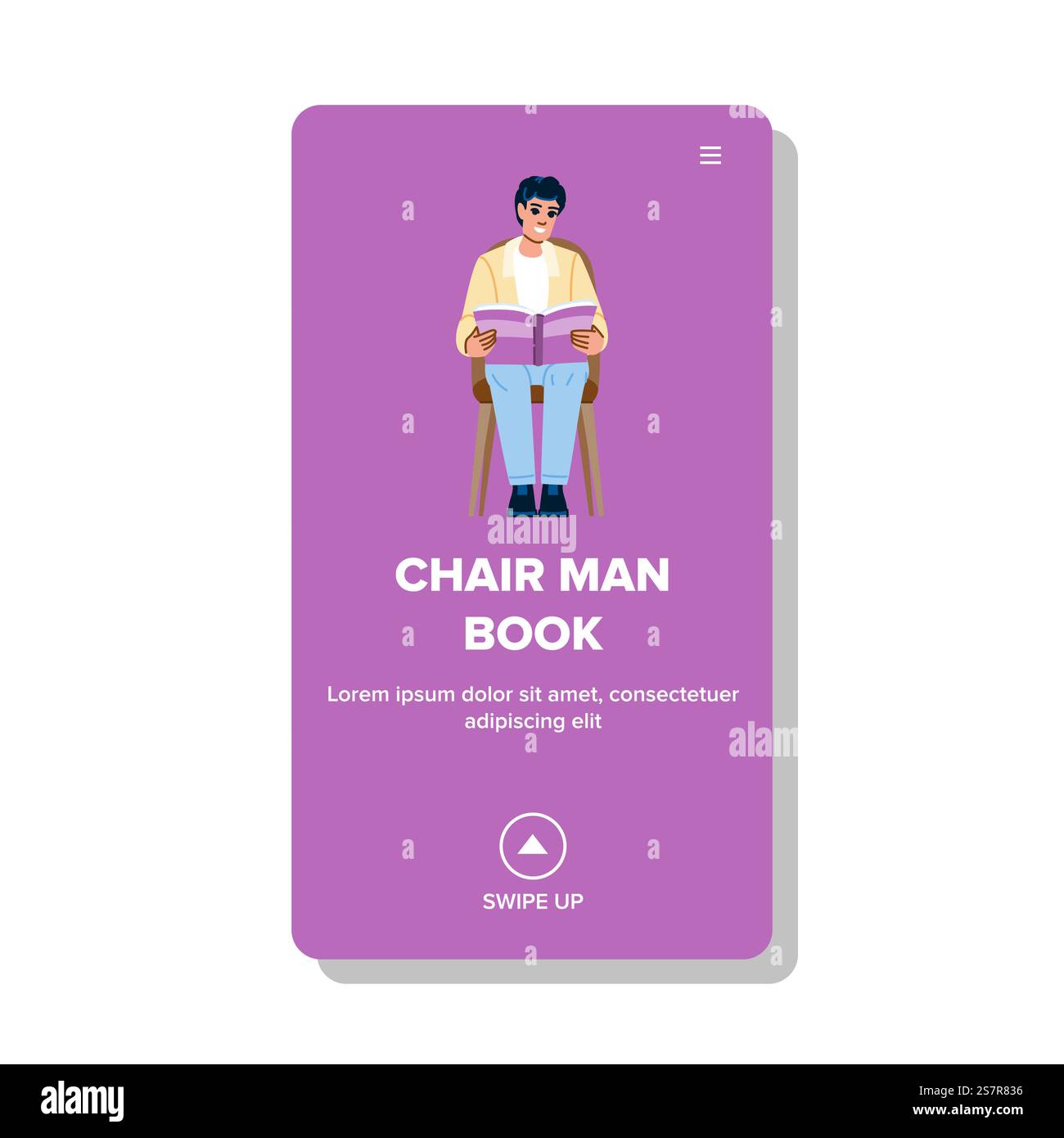 sitting chair man book vector. read literature, home arm, study lifestyle sitting chair man book ...