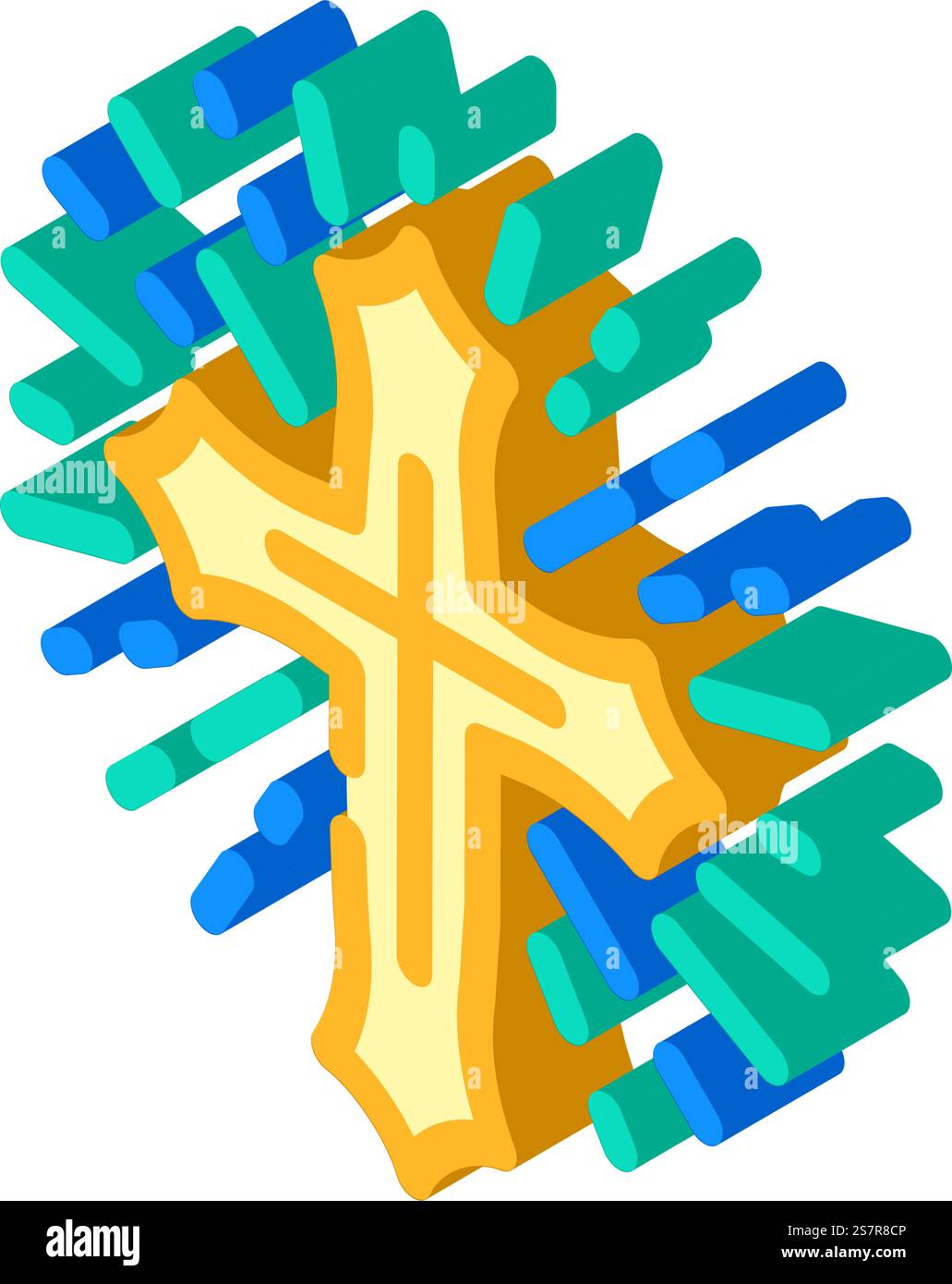 cross tattoo art vintage isometric icon vector. cross tattoo art ...