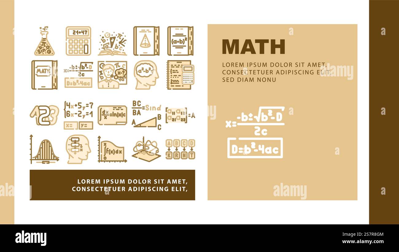 math science education school landing web page vector. physics formula ...