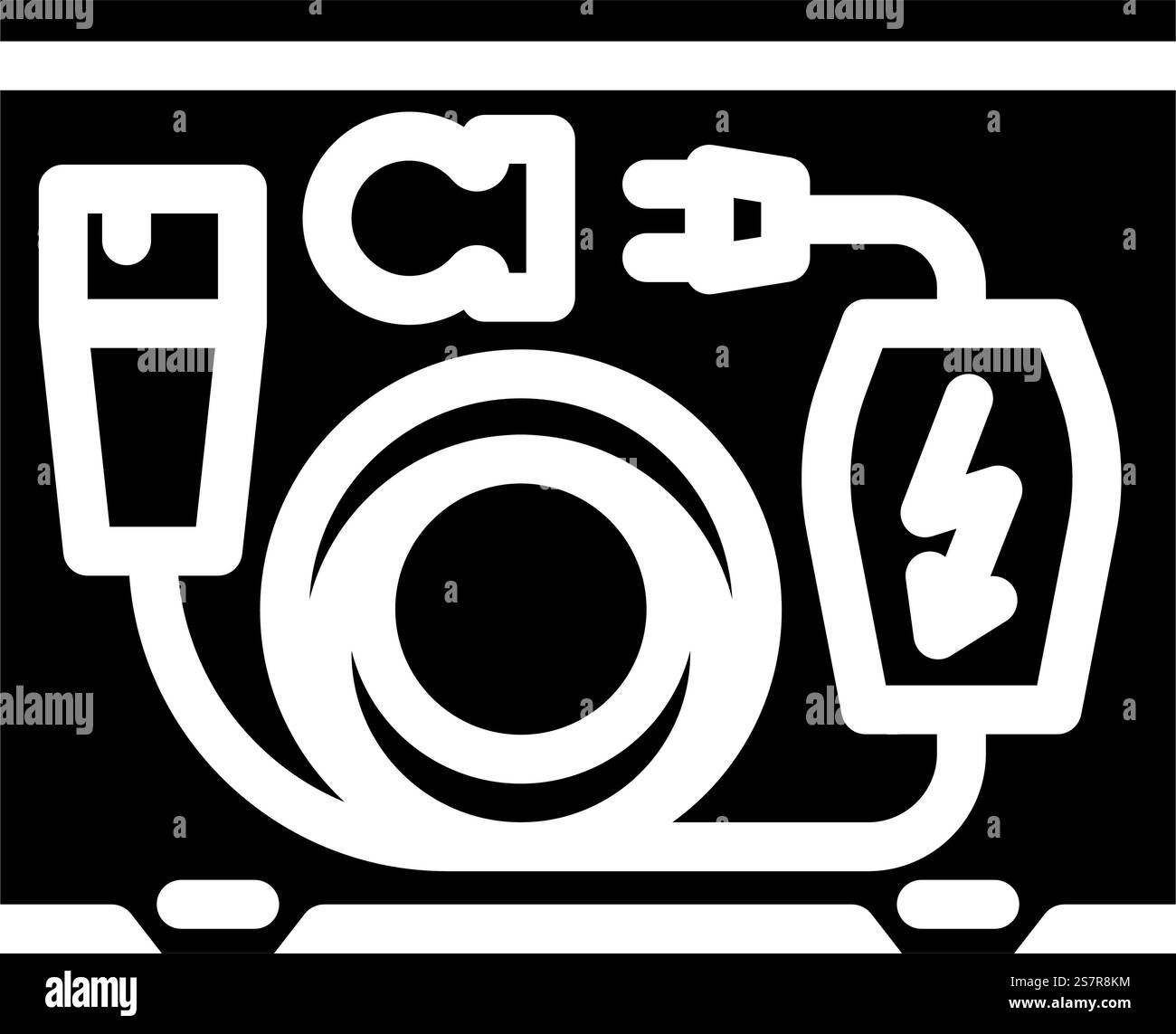 charging cable organizer electric glyph icon vector. charging cable ...