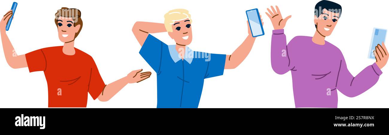 communication man video call vector. portrait positive, looking smiling ...