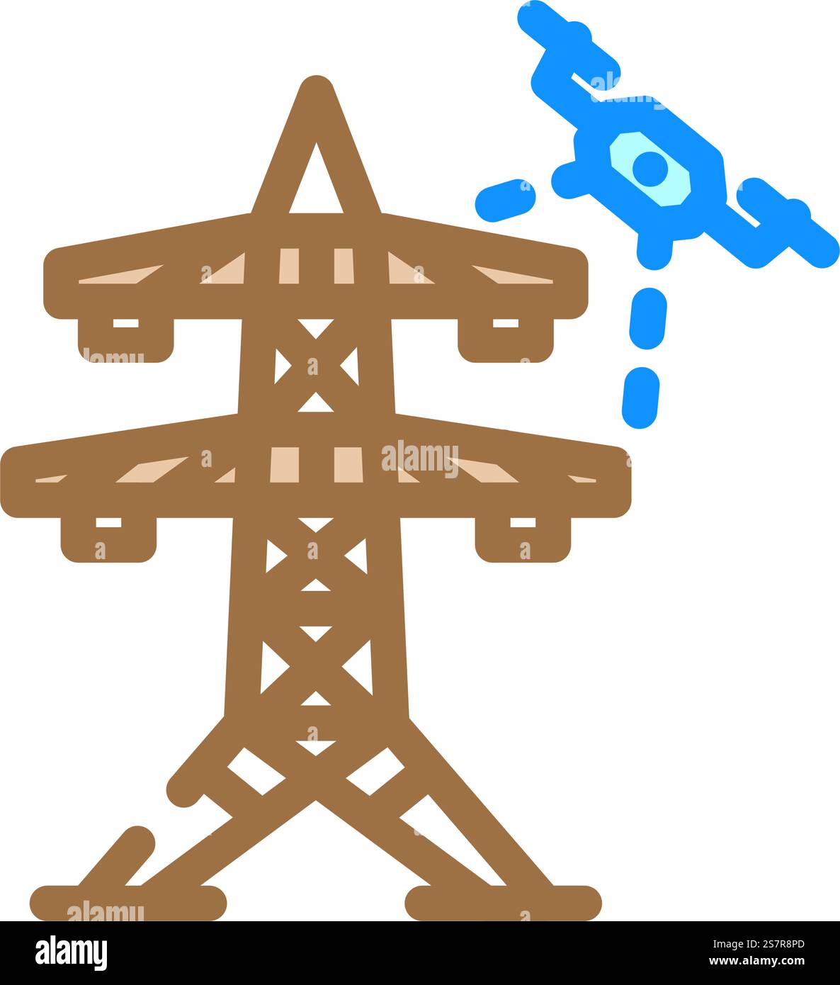 power line inspection drone color icon vector. power line inspection ...