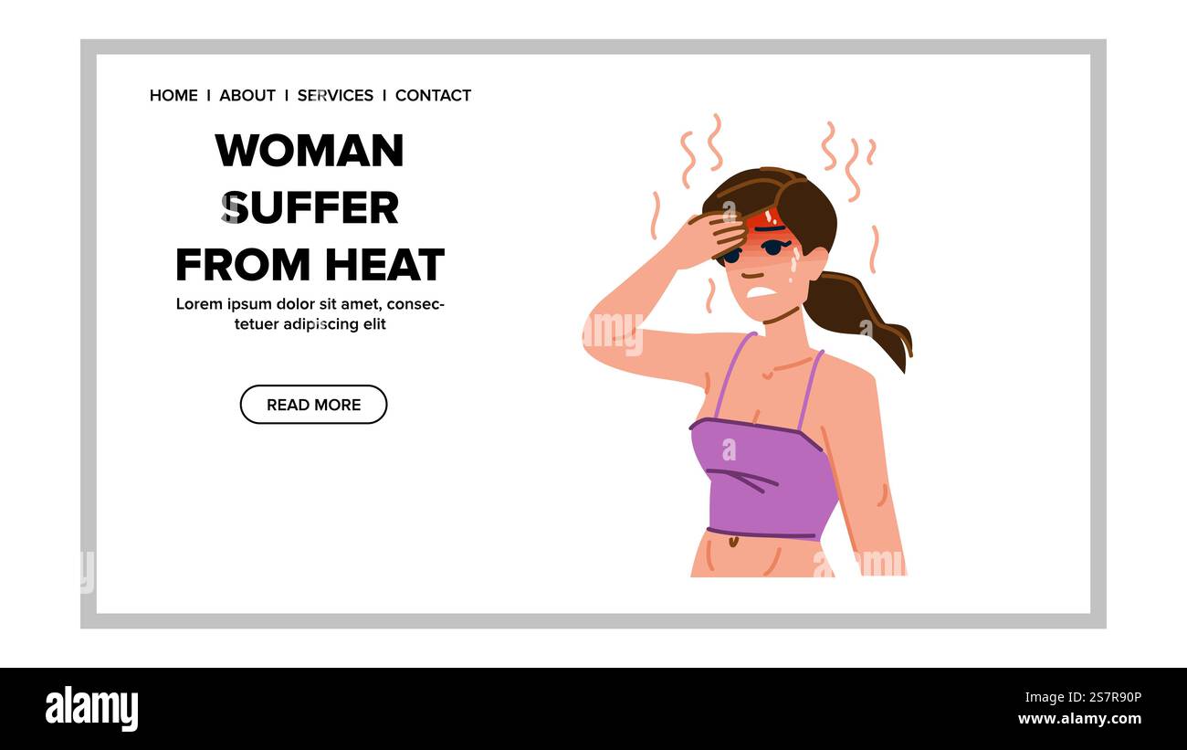 Summer woman suffer from heat vector web flat hi-res stock photography ...