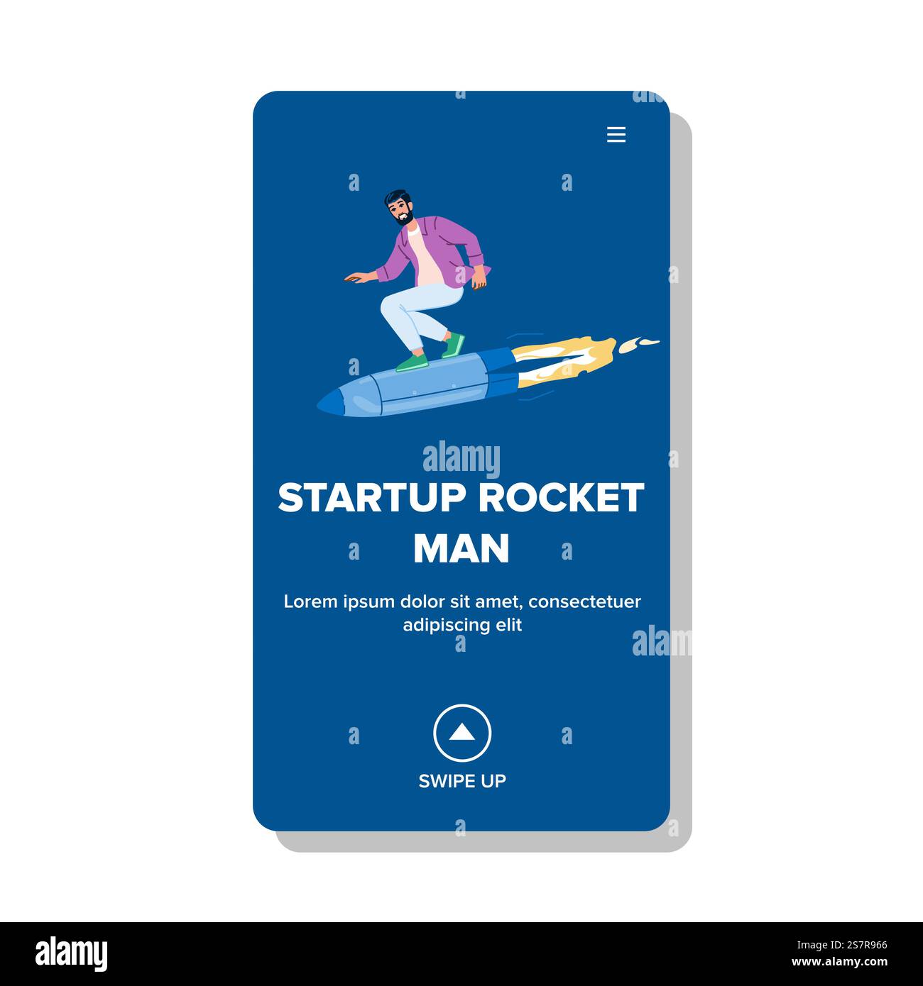 business startup rocket man vector. fly career, success concept ...
