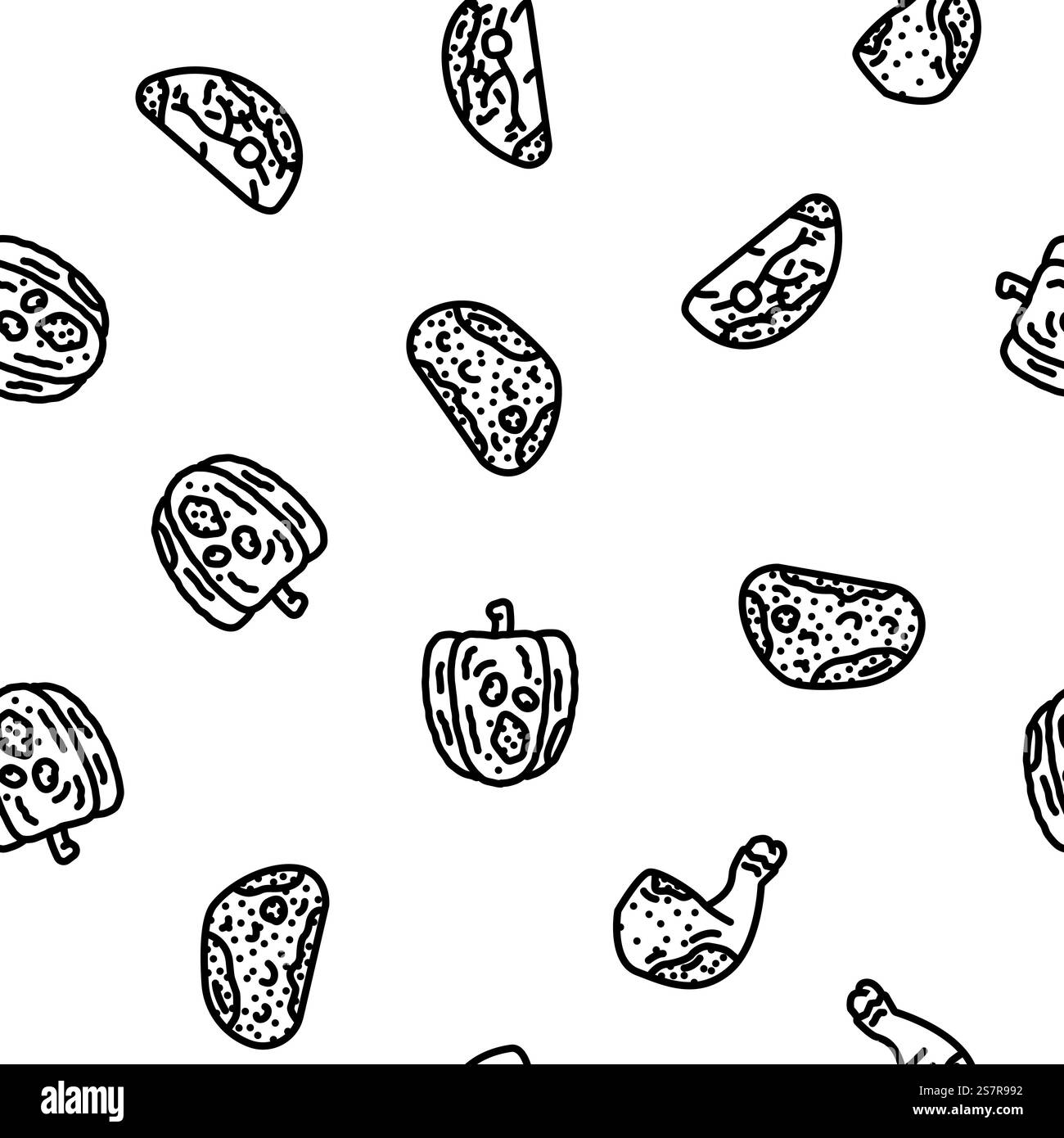 rotten food waste vector seamless pattern thin line illustration ...
