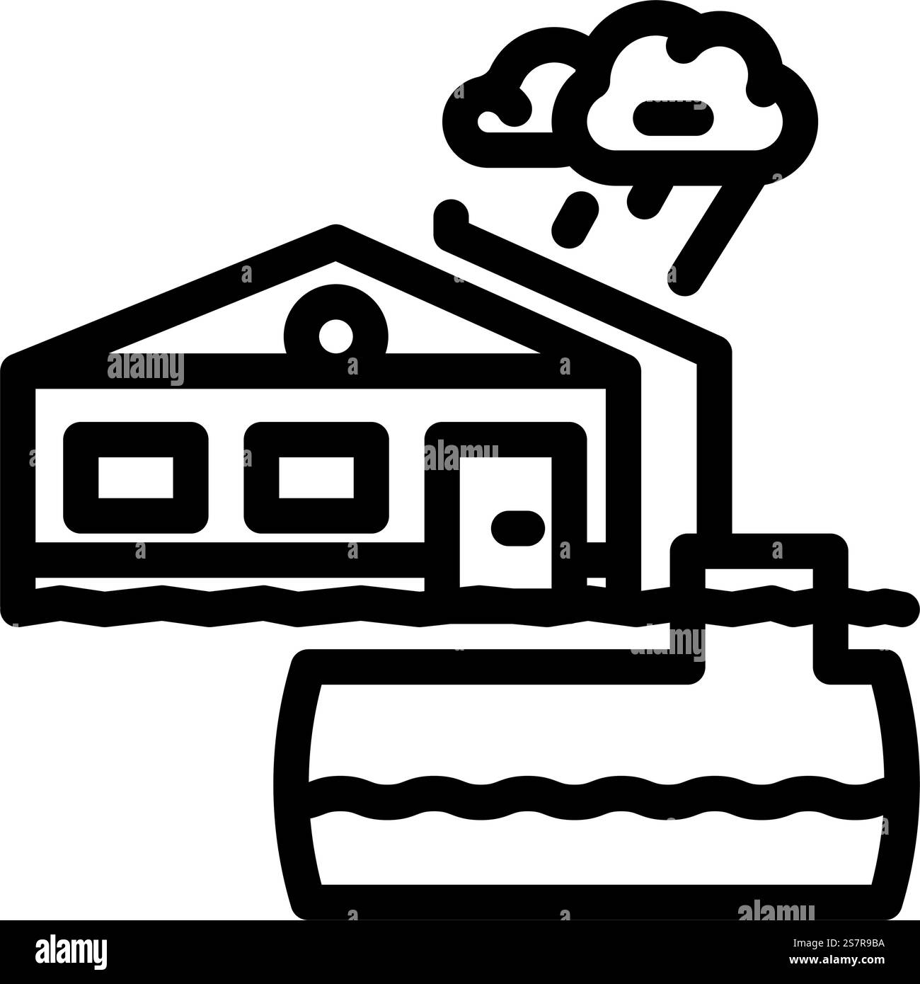 rainwater harvesting green living line icon vector. rainwater ...