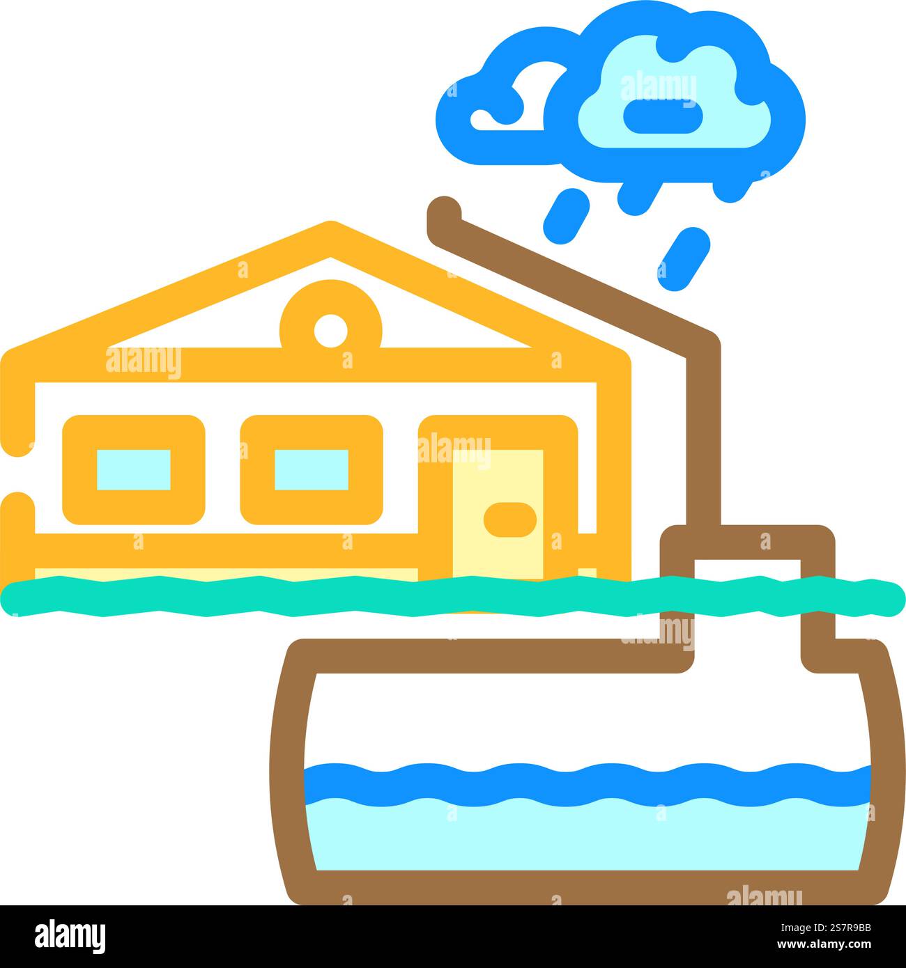 rainwater harvesting green living color icon vector. rainwater ...