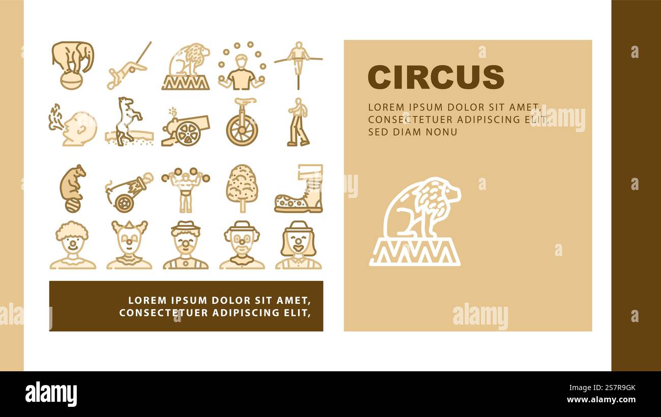 circus carnival vintage show landing web page vector. retro tent ...