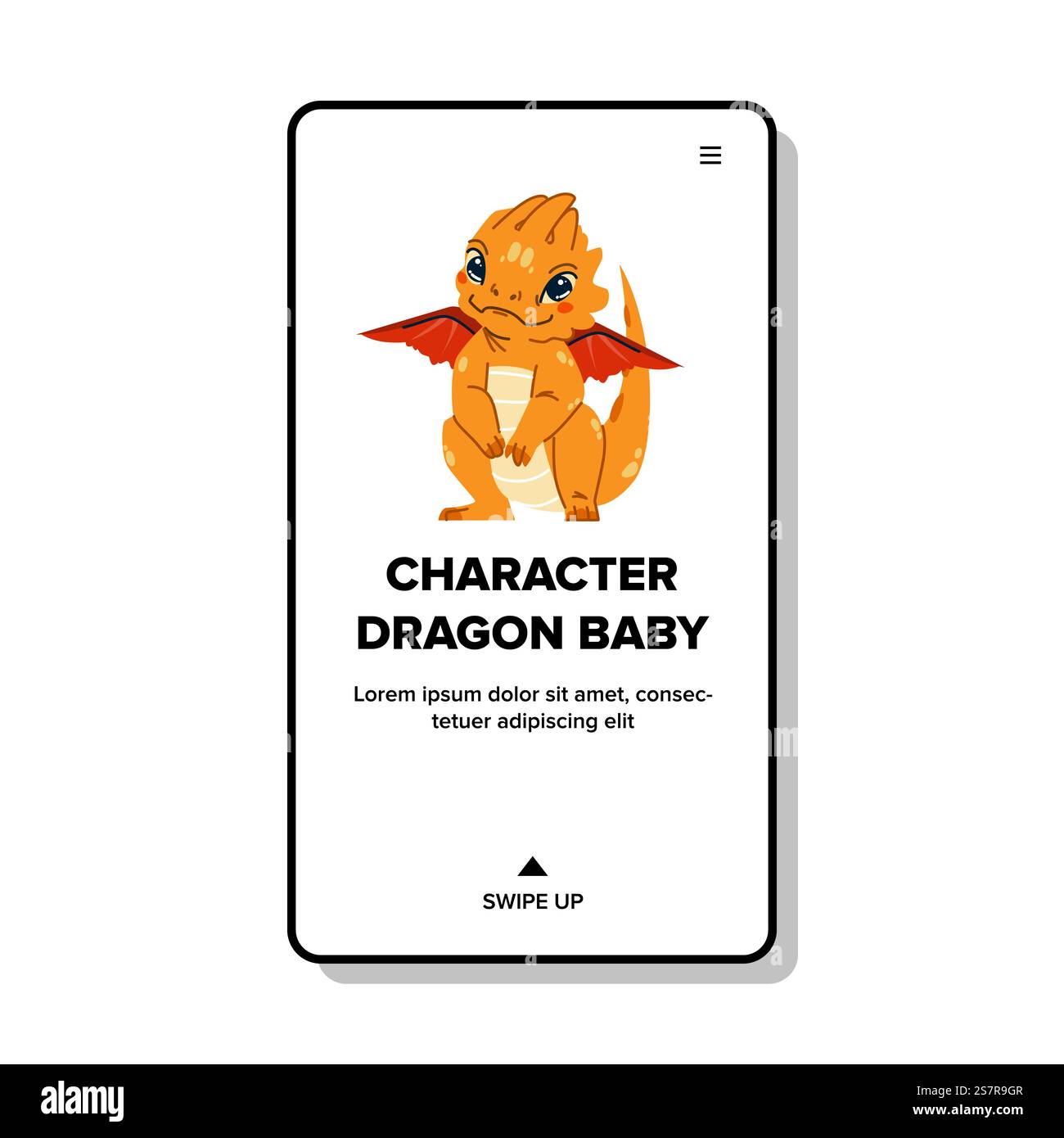 creature character dragon baby vector. happy fantasy, little funny ...